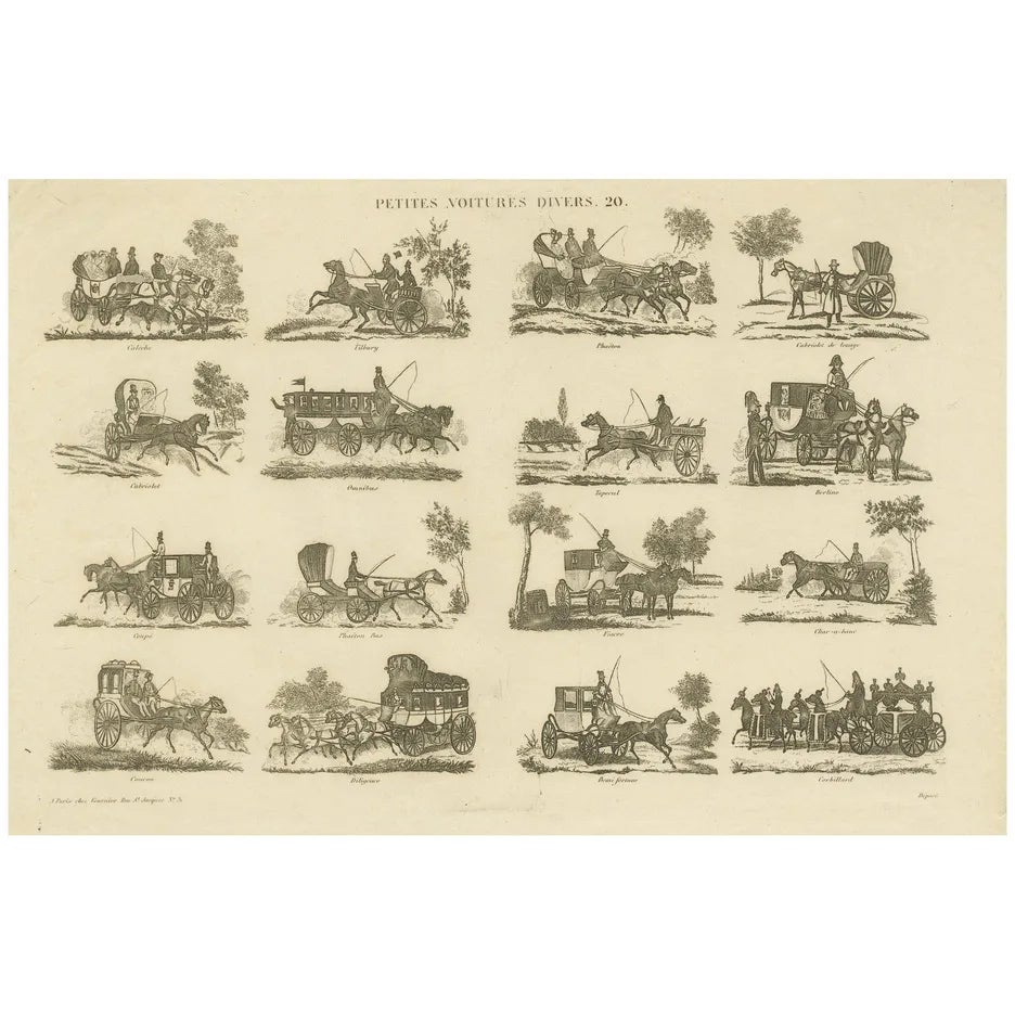 Small Carriages, 1820, Paper | Chairish