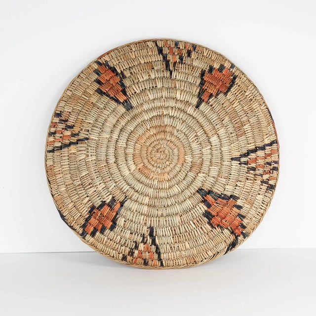 Late 20th Century Large Vintage Moroccan Hand Woven Palm Bread Basket ...