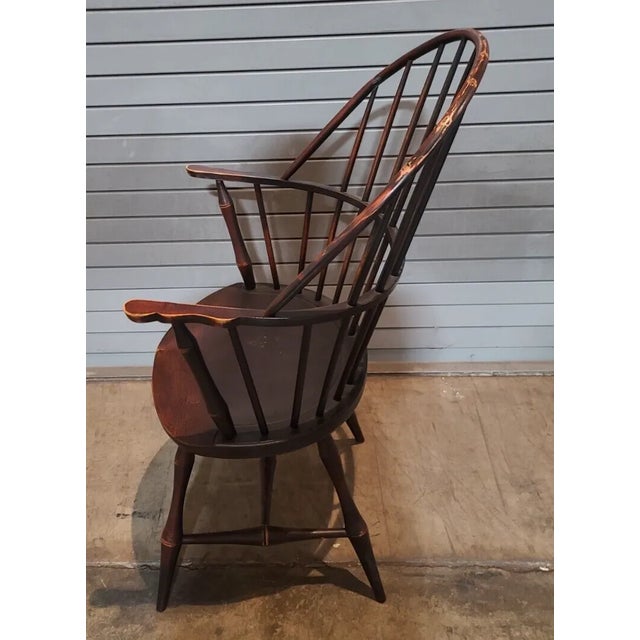 David T. Smith Sack Back Windsor Arm Chair Bench Made Black Crackle ...