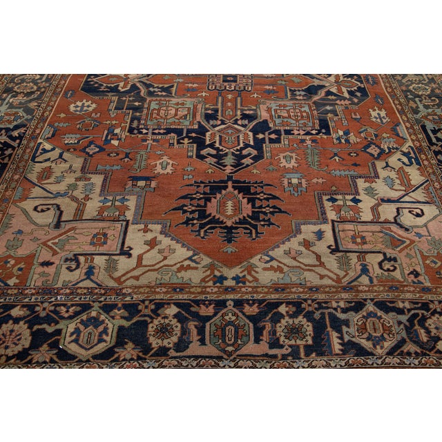 19th Century Antique Persian Serapi Rust Handmade Wool Rug With Allover ...