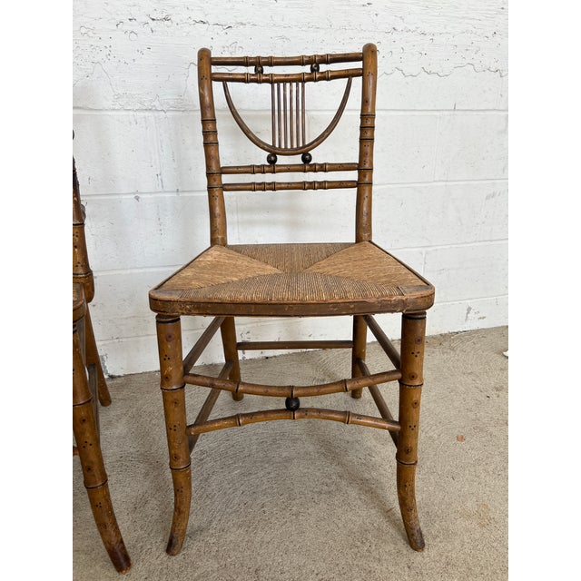 Set of 6, 19th Century Simulated Bamboo Original Paint Primitive Dining ...