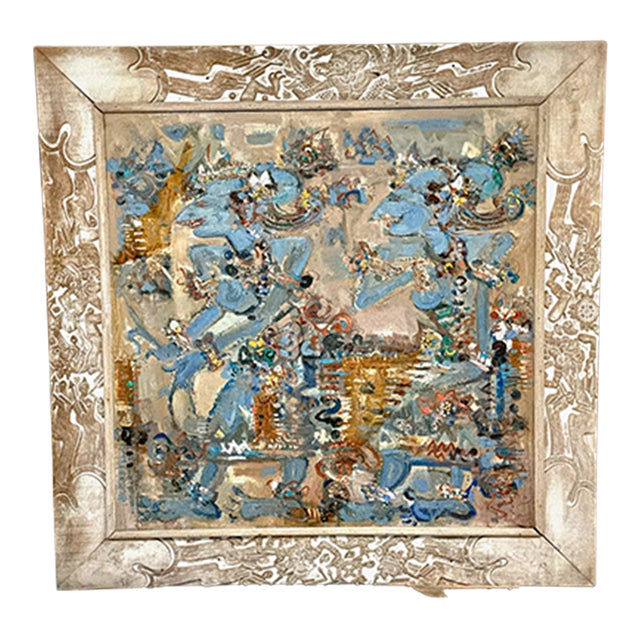 1970s Nyoman Gunarsa Large Oil Painting Art Balinese Dancers, Framed ...