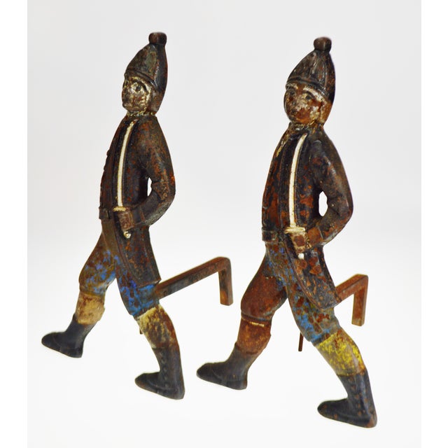 Vintage Hessian Soldier Figural Andirons - a Pair | Chairish