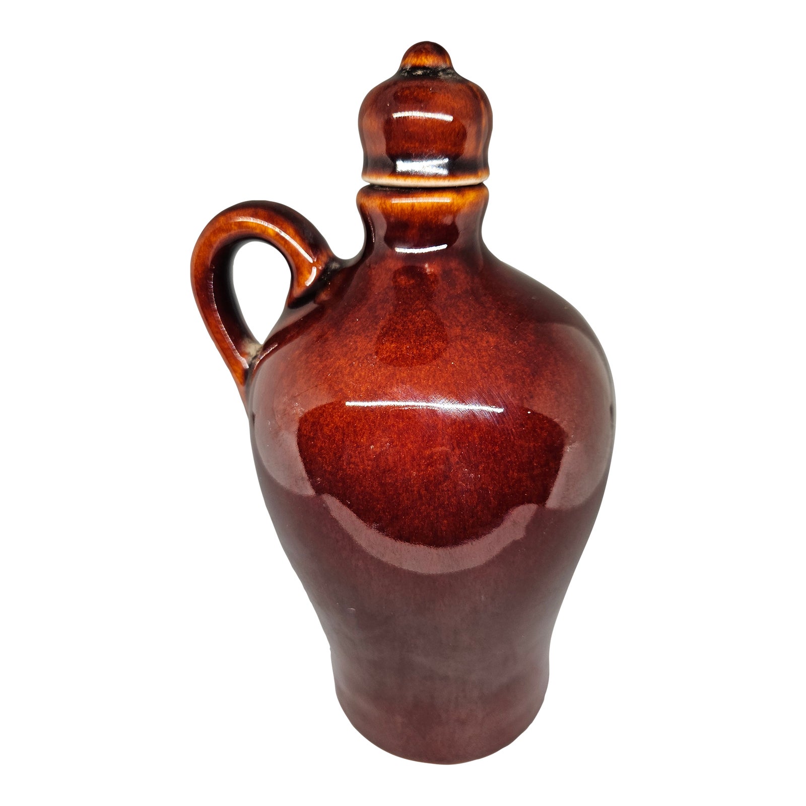 Vintage Pottery Decanter / Jug Brown Glaze Lador Switzerland Jug | Chairish