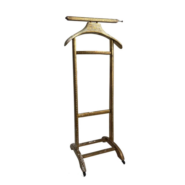 Vintage Italian Gold and Antique White Clothing Valet | Chairish