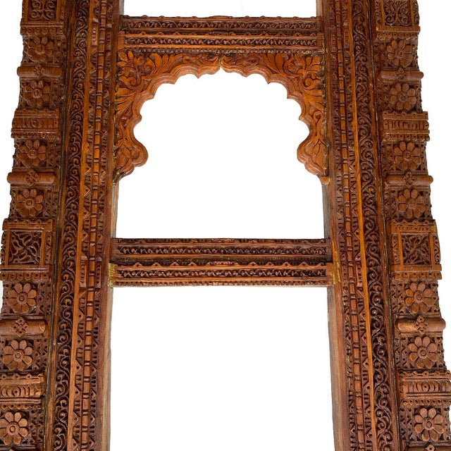 19th Century Large Indian Carved Teak Haveli Window Frame | Chairish