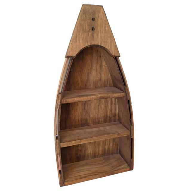 Vintage Nautical Wooden Boat Wall Display Shelving Unit | Chairish