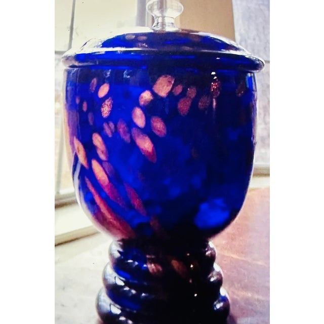 Mid-Twentieth Century Murano Art Glass Covered Compote With Inlaid Gold ...