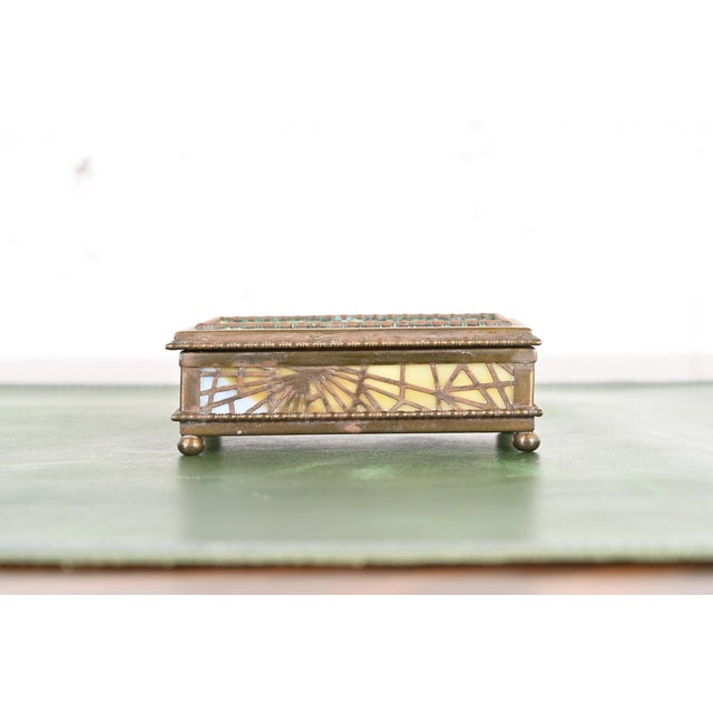 Tiffany Studios New York Pine Needle Pattern Bronze Doré and Slag Glass ...