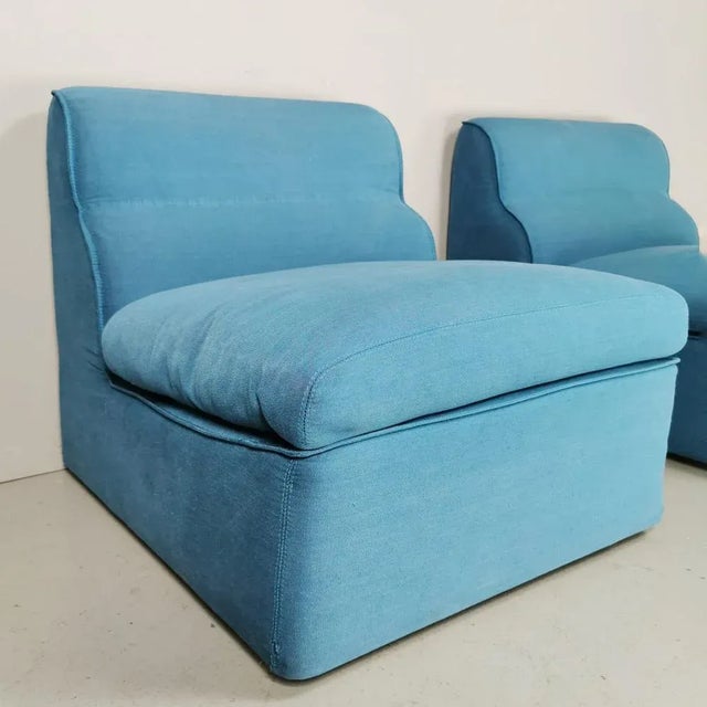 Vintage Light Blue Cotton Linen Lounge Chairs by Studio Simon for ...