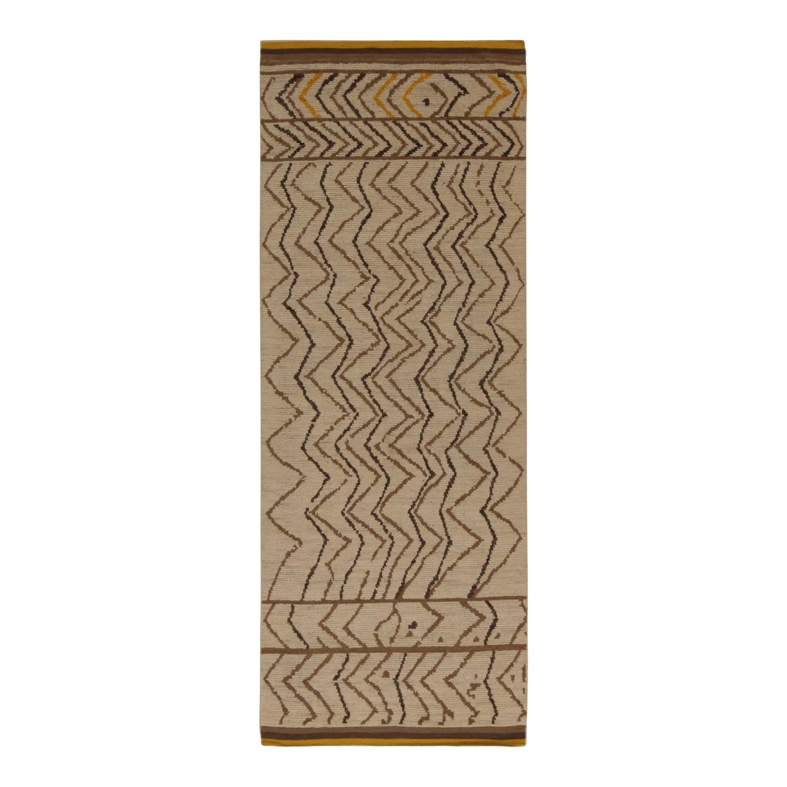 Rug & Kilim’s Moroccan Style Rug in Beige-Brown Chevrons With Gold ...