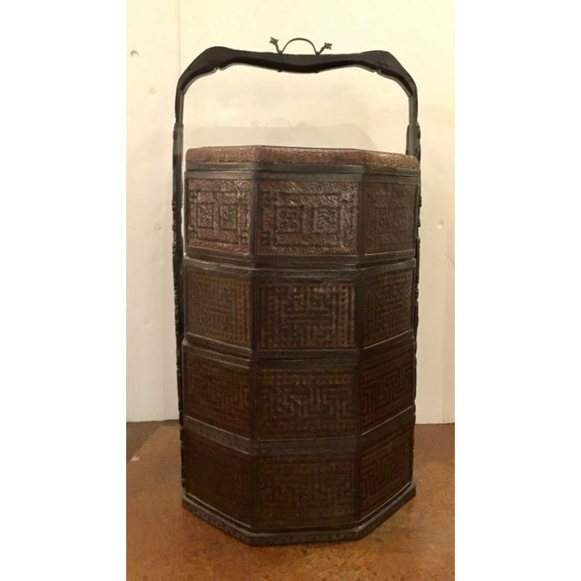 Antique Asian Tall Wood Wedding Basket | Chairish