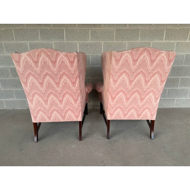 Woodmark Originals Flame Stitch Wing Back Arm Chairs - a Pair | Chairish