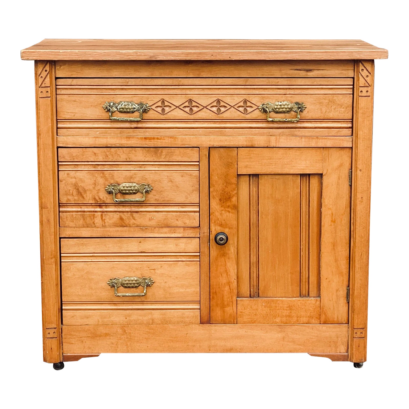 Antique Eastlake Maple Commode or Washstand | Chairish