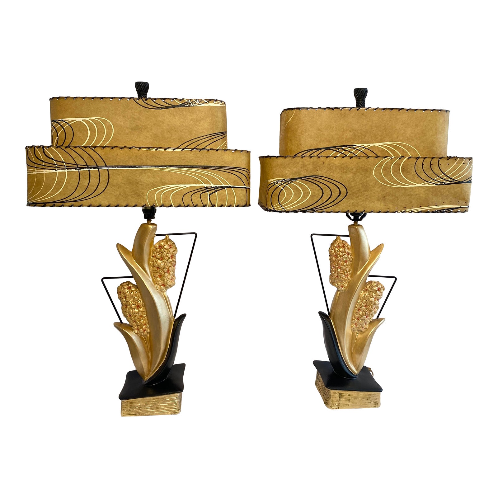 Pair of Large Mid Century Table Lamps, Large Nature-Inspired Table ...