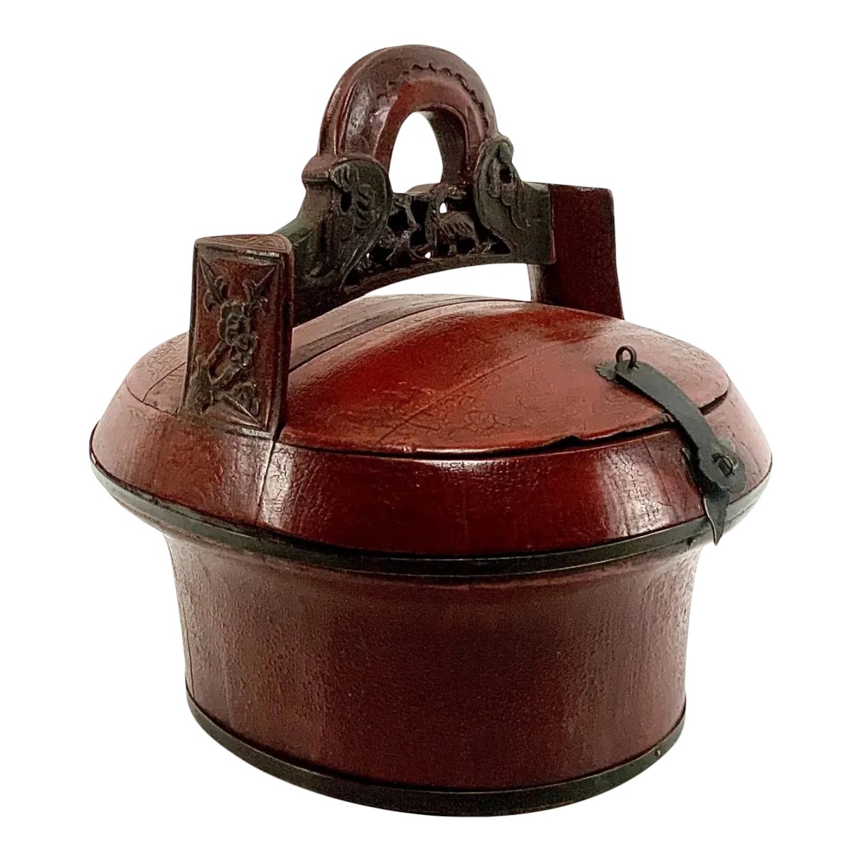 Small Antique Hand-Made Chinese Red Lacquered Lunch Box | Chairish