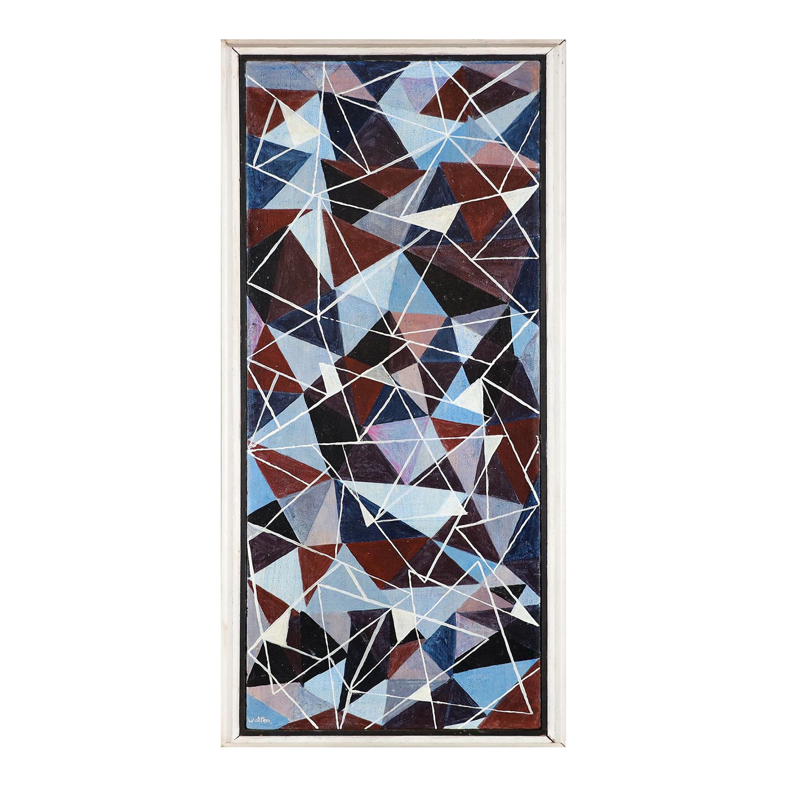 Late 20th Century Contemporary Geometric Abstract Oil Painting, Framed ...