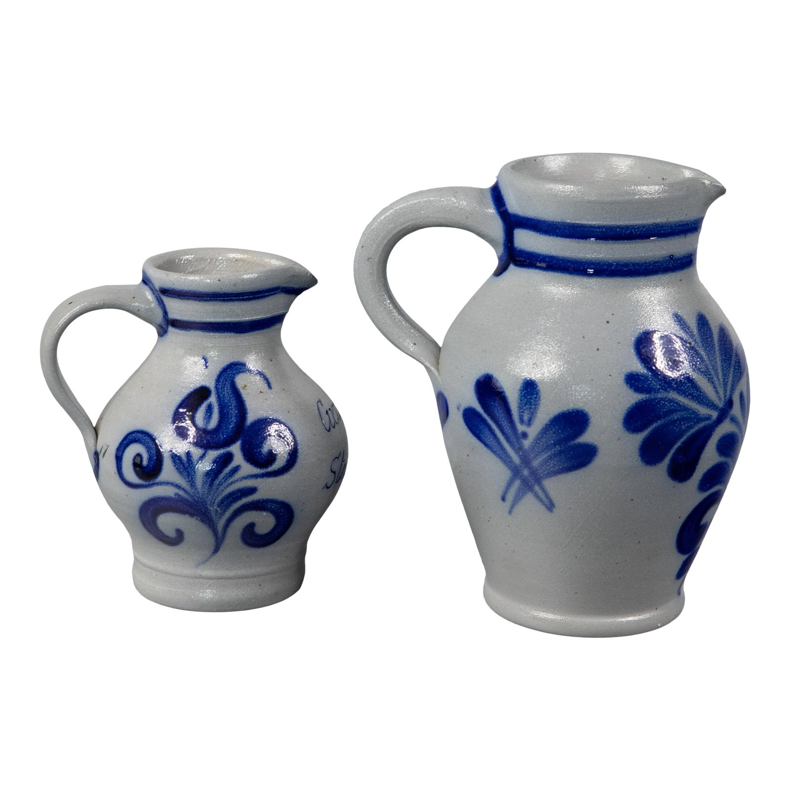 Antique German Salt Glazed Stoneware Pitchers -Set of 2 | Chairish