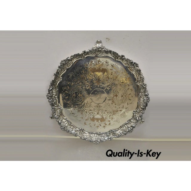 Vtg 1940s Victorian Silver Plate 12" Ornate Round Platter Tray to ...