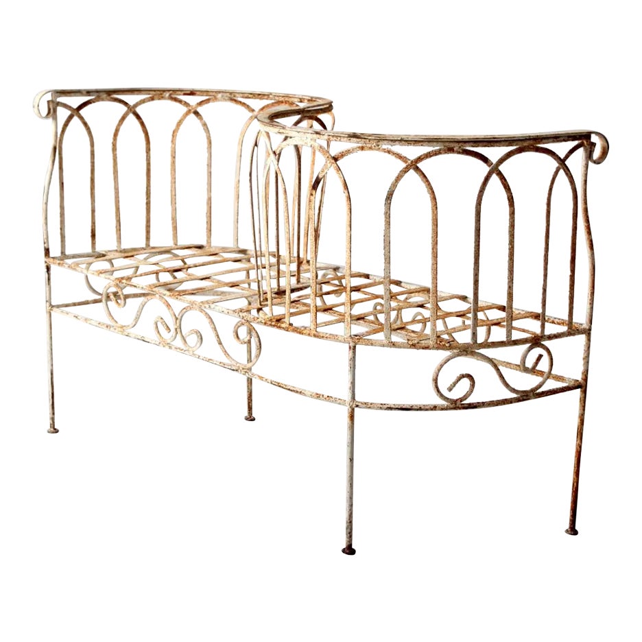 Antique Iron Conversation Bench | Chairish
