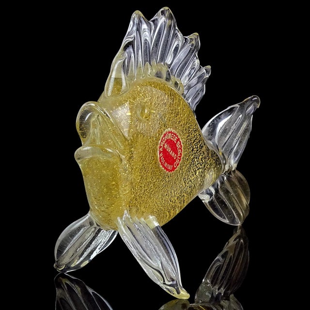 Murano Seguso Label Vintage Gold Flecks Italian Art Glass Free Standing ...