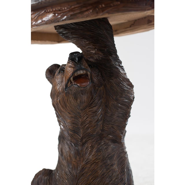 Rustic Black Forest Walnut Bear End Table | Chairish