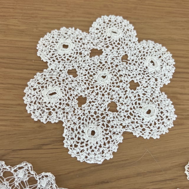 Collection of Antique Handmade Belgian Lace Snowflake Doilies- Set of 8 ...