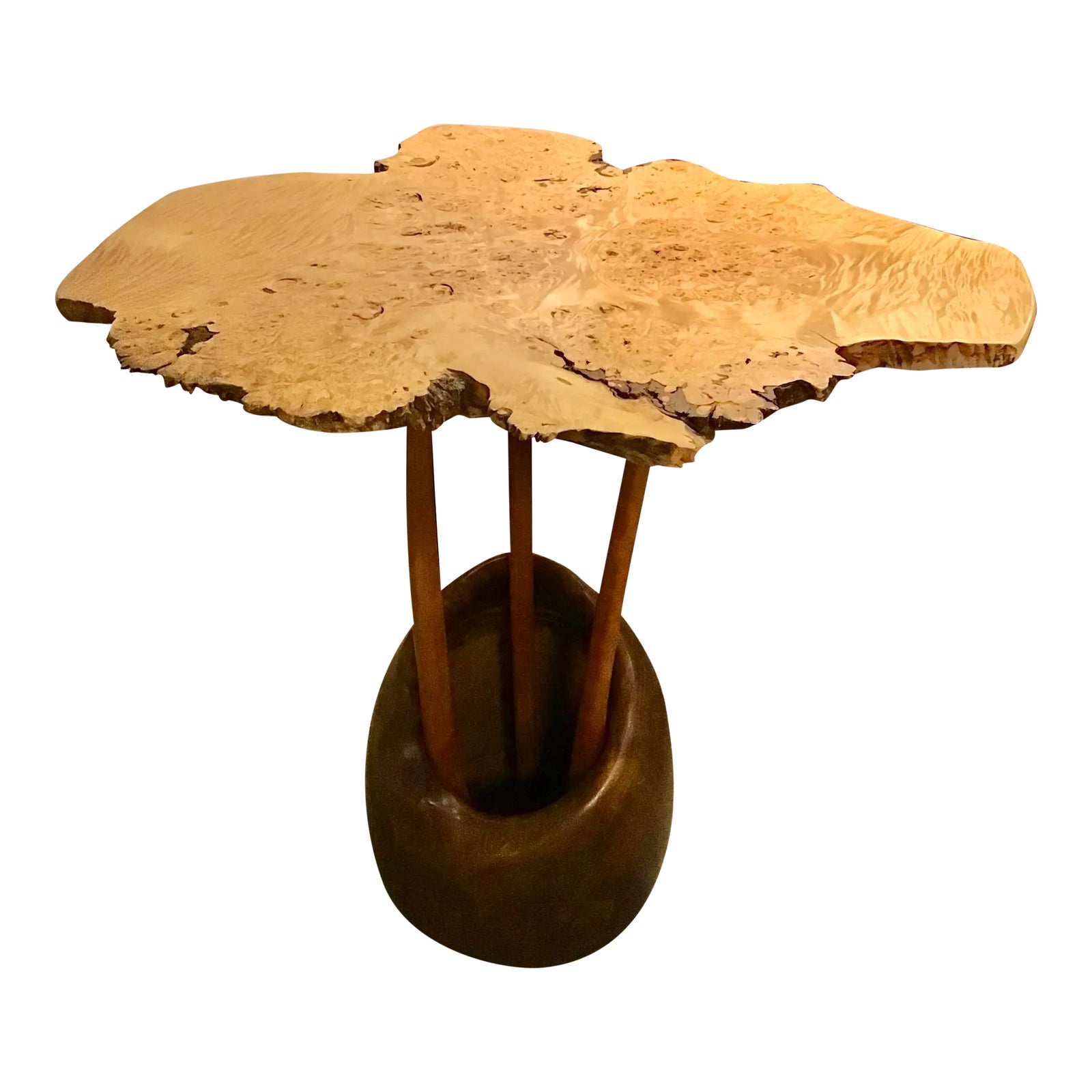 1970s Live Edge Burl End Table | Chairish