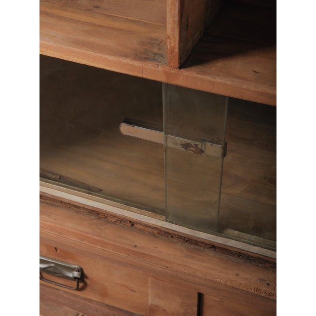 Late 20th Century Indian Teak Glass Front Almirah Cabinet With Drawers ...