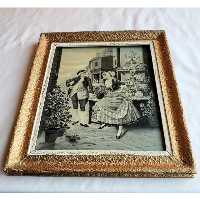 Antique Late 19th Century Neyret Freres Apres Perez "Marchande De Fleures" French Jacquard ...