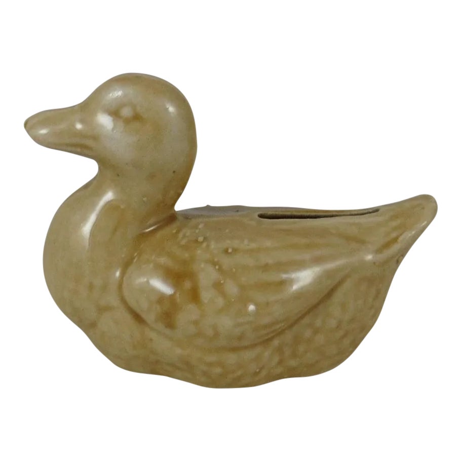 French Majolica Yellow Duck Bank | Chairish