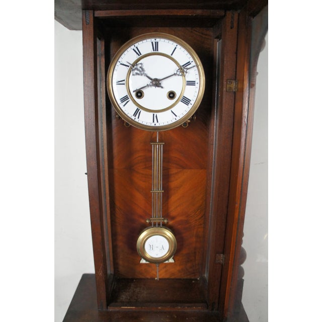 Antique German Fms Mauthe Vienna Regulator Carved Walnut Drp Wall Clock ...