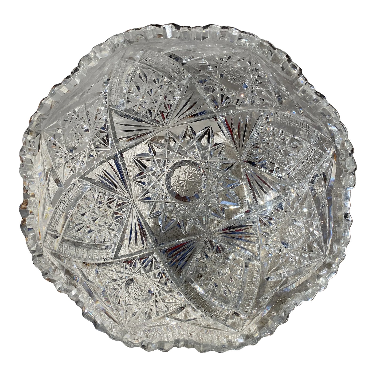 Antique American Brilliant Cut Crystal Hobstar Bowl | Chairish