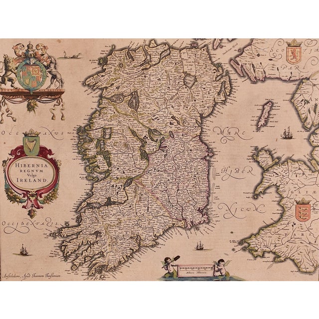 Ireland: A Framed 17th Century Hand-Colored Map by Jan Jannson, 1640 ...