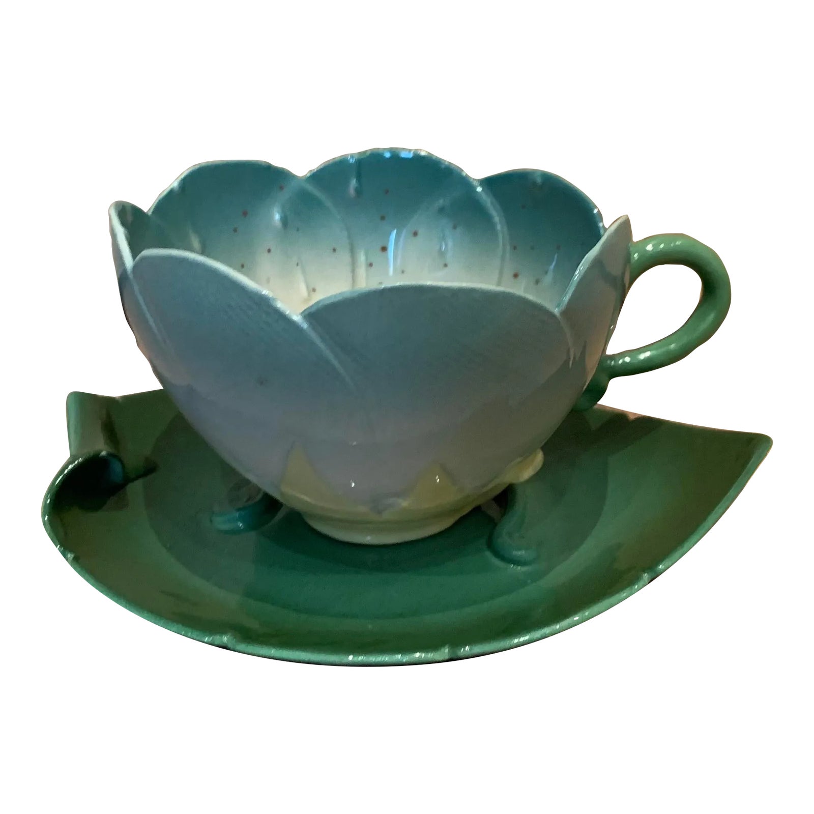 Vintage Cup and Leaf Saucer Set- 2 Pieces | Chairish
