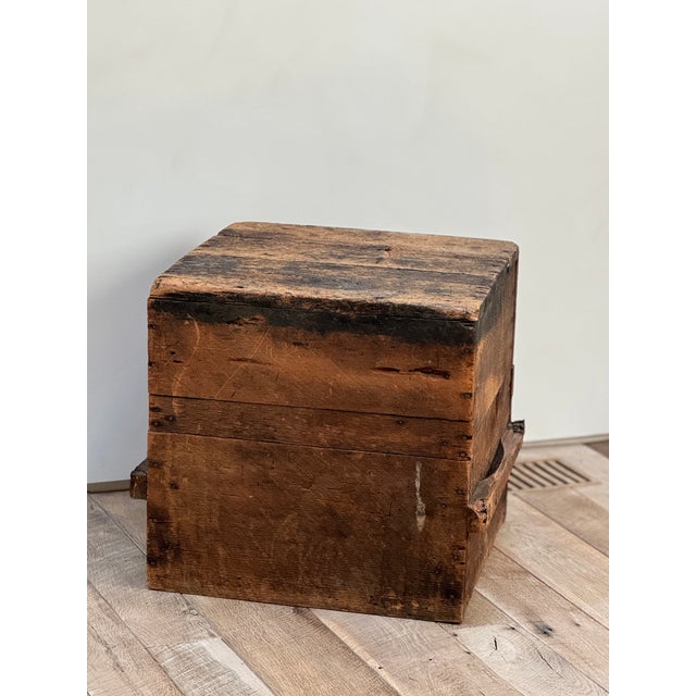 Primitive Wooden Side Table Plinth | Chairish