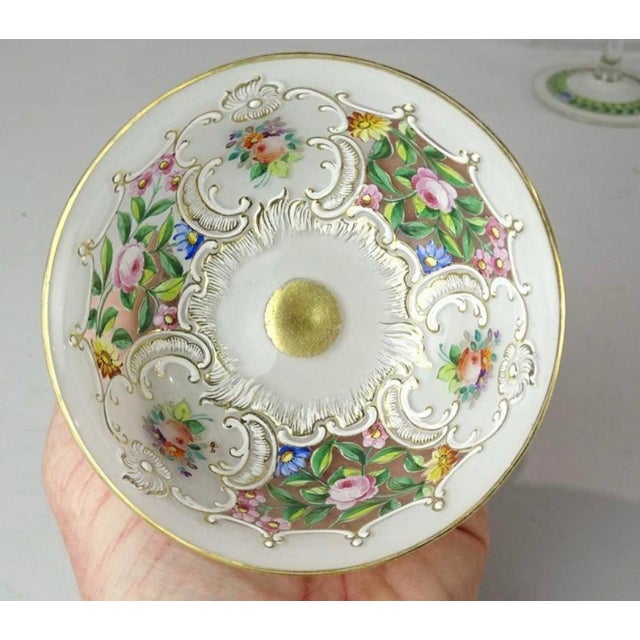 Antique Garden Flowers and White Hand Painted Victorian Glassware Water ...