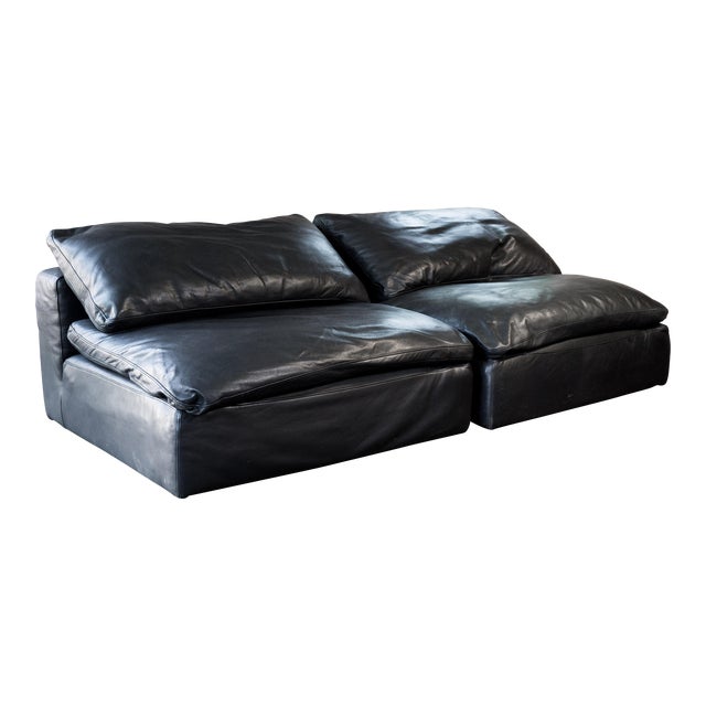 Restoration Hardware Cloud Modular Leather Luxe Armless Chairs - a Pair ...