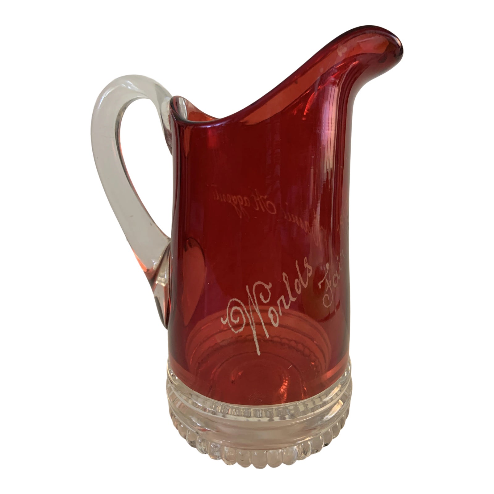Antique 1893 World's Fair Ruby Flash Pitcher | Chairish