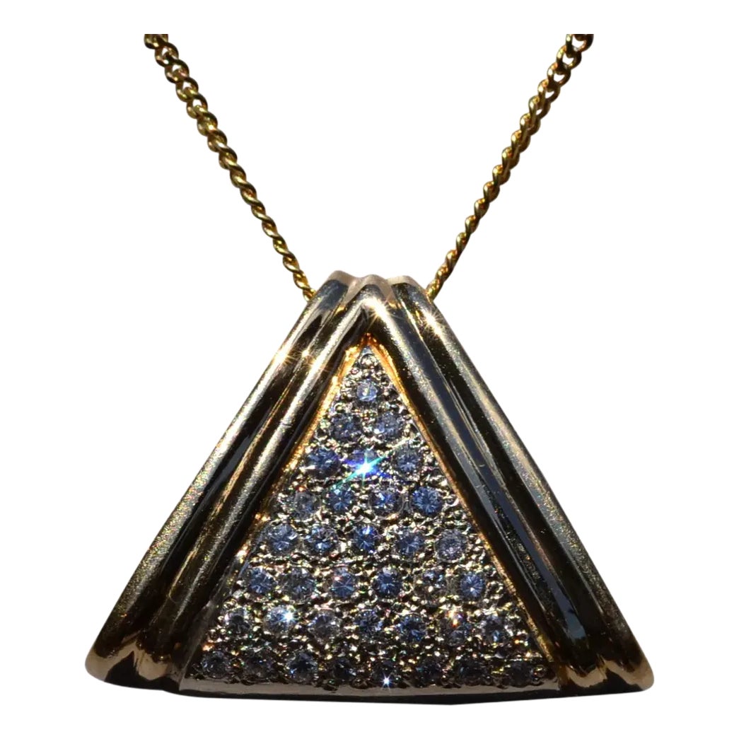 The Duke Field: Yellow Gold and Diamond Slide Pendant | Chairish