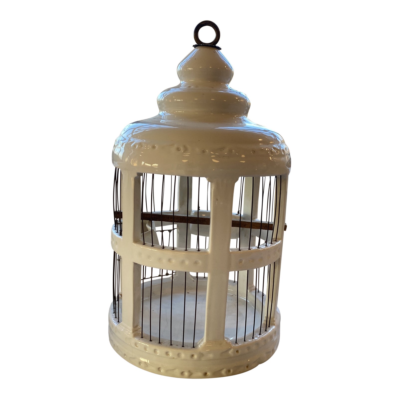 Vintage Ceramic White Bird Cage, Italian | Chairish