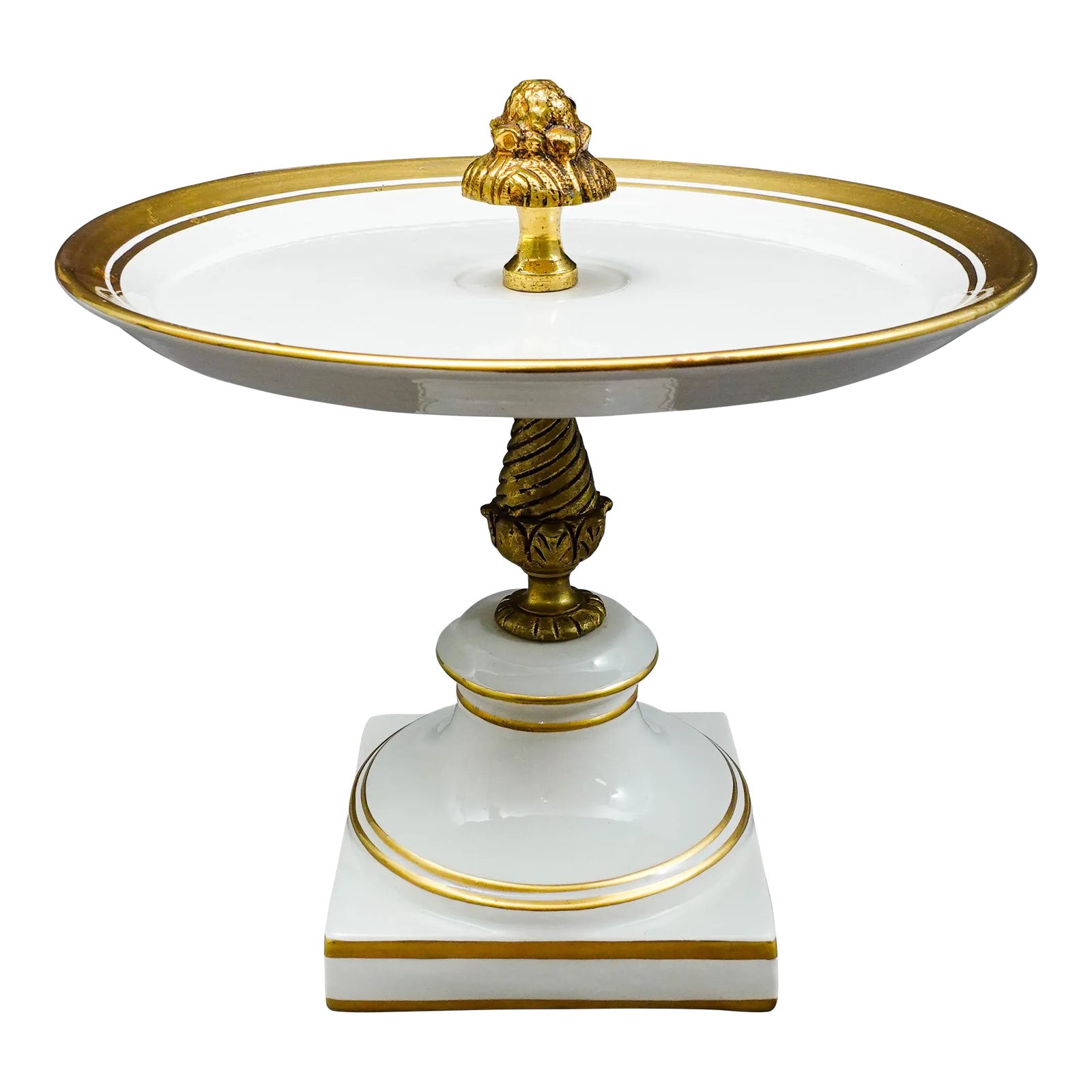 Mid 20th Century Mottahedeh Italy Gold Porcelain Pedestal Tazza Compote ...
