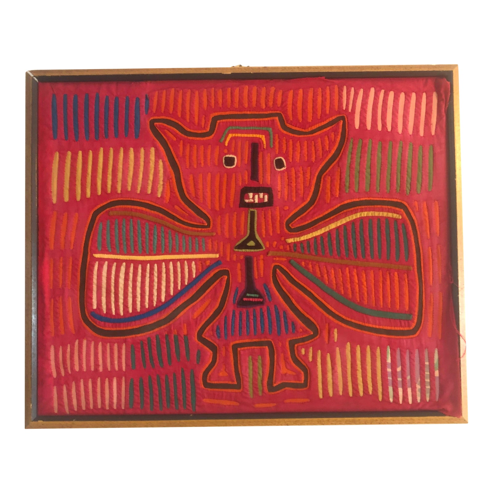 Mid Century Kuna Mola Peruvian Textile Art Mythic Monster in Rustic ...