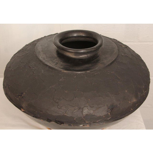 Vintage Raku Fired Black Stoneware Clay Vessel | Chairish