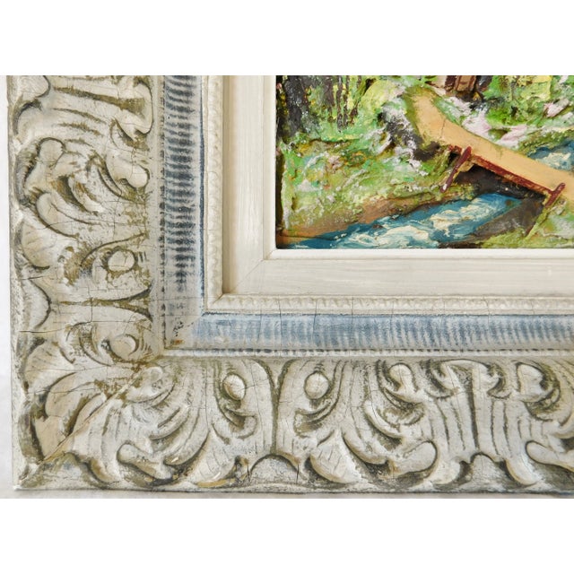 Pair Vintage Mid Century Raised Paper Mache Landscape Painting on Board ...