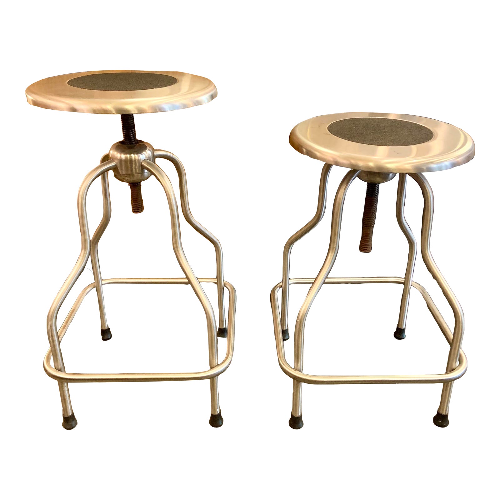 1980s Pair of Adjustable Stainless Steel Operating Room Stools | Chairish