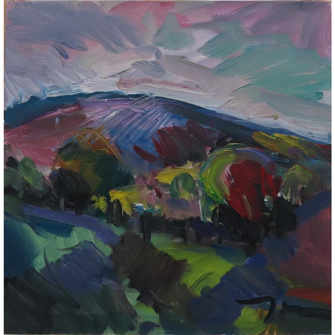 "Hills and Trees" Contemporary Abstract Landscape Oil Painting by Jose ...