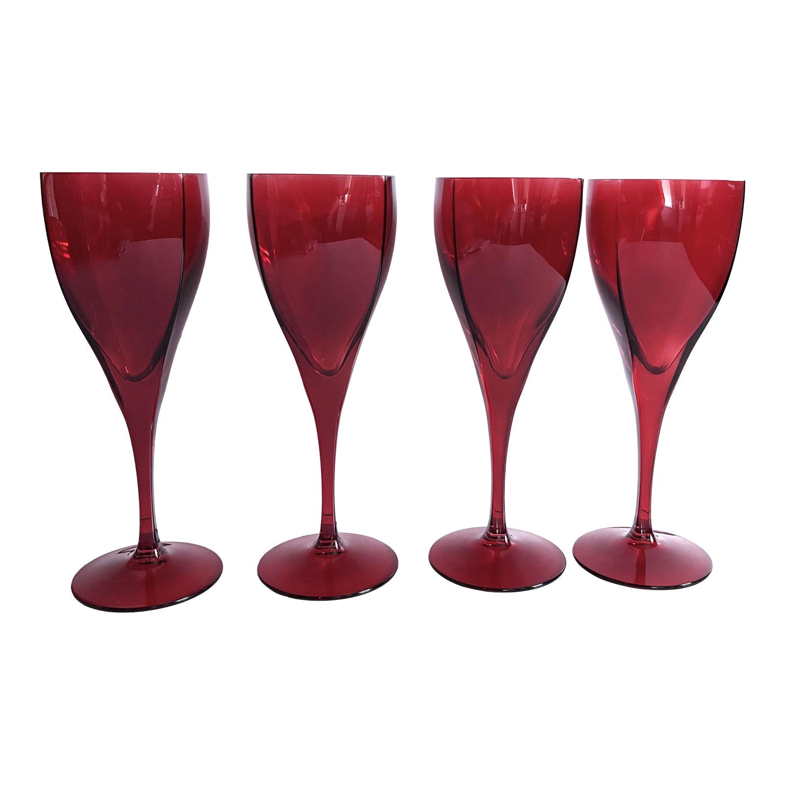 Mikasa Panache Ruby Red Wine Glasses – Set of 4 Square Bowl Stemware ...