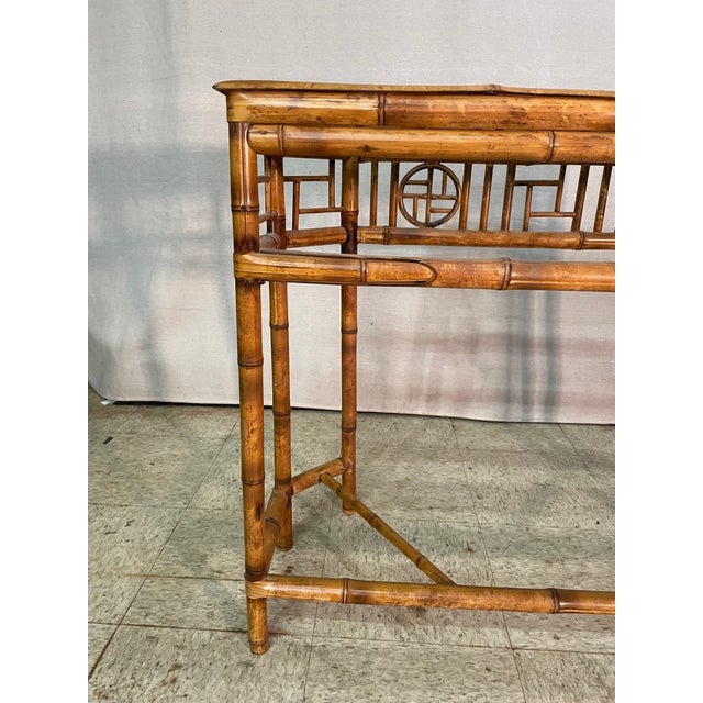Mid 20th Century Vintage Bamboo and Glass Console | Chairish