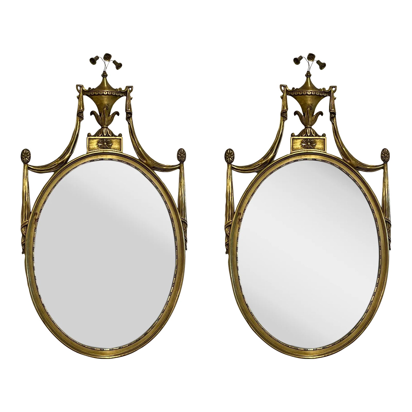 Pair of Adams Style Giltwood Wall Mirrors, Console or Commode Mirrors ...